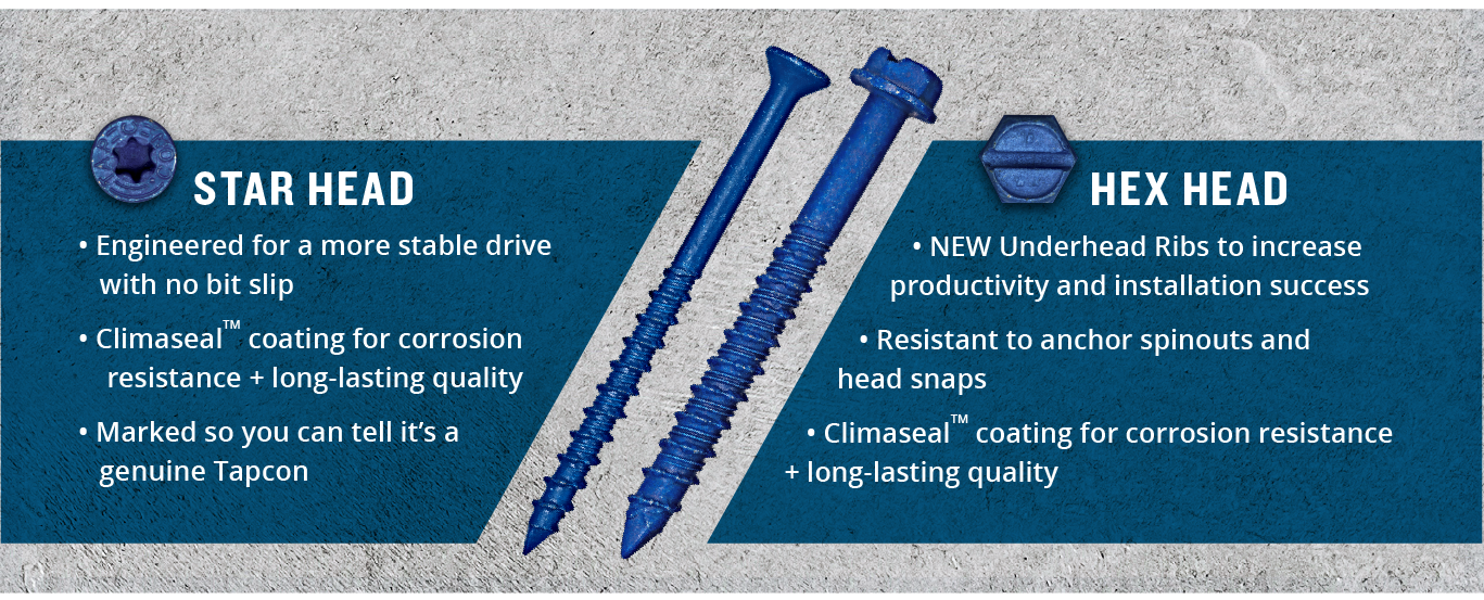 Tapcon Concrete Anchors | #1 Choice of Professionals